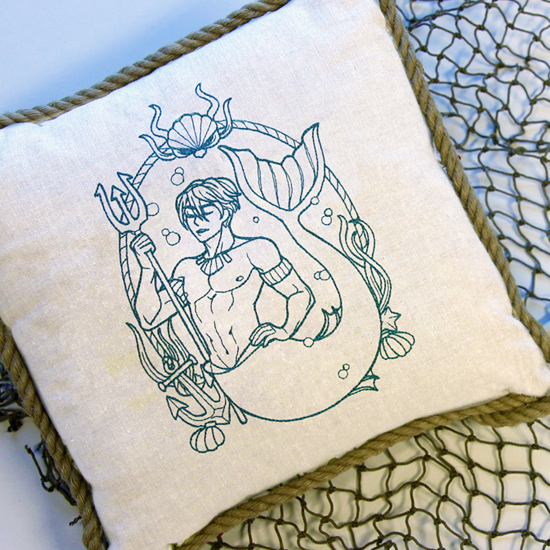 Merman Pillow | Machine Embroidery Designs | Urban Threads