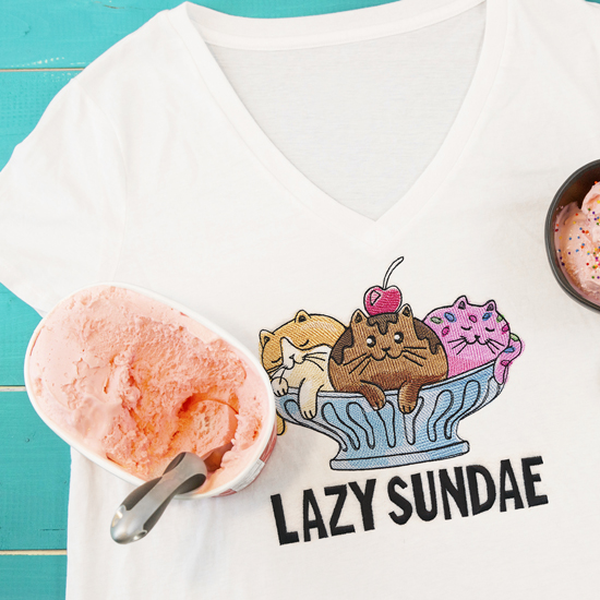 Lazy Sundae Tee | Machine Embroidery Designs | Urban Threads