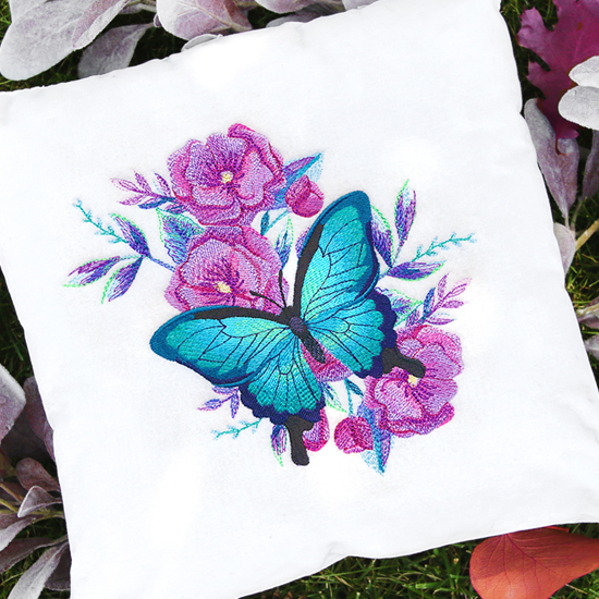 Blooming Butterfly Pillow | Machine Embroidery Designs | Urban Threads