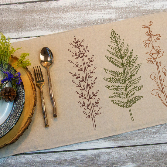Botanical Table Runner | Machine Embroidery Designs | Embroidery Library