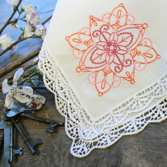Shabby Chic Handkerchief | Machine Embroidery Designs | Embroidery Library