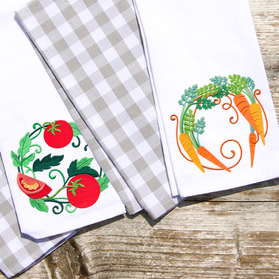 Veggie Wreath Towels | Machine Embroidery Designs | Embroidery Library