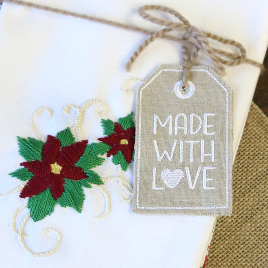 Made With Love Gift Tag | Machine Embroidery Designs | Embroidery Library