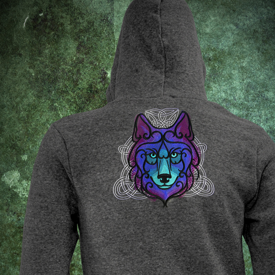 Celtic Wolf Hoodie | Machine Embroidery Designs | Urban Threads