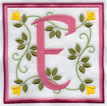 Friendship Square Letter E - 5 inch (Applique)