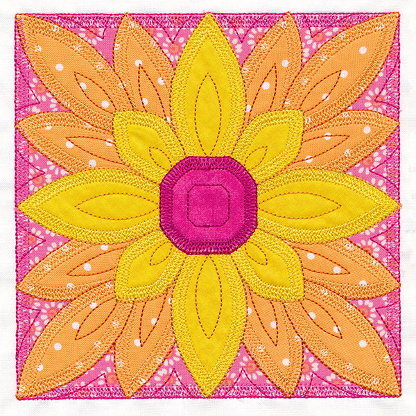 Flowers in Bloom Quilt Block 1 (In-the-Hoop)
