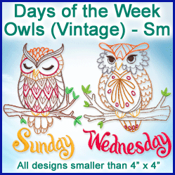 A Days of the Week Owls (Vintage) Design Pack - Sm
