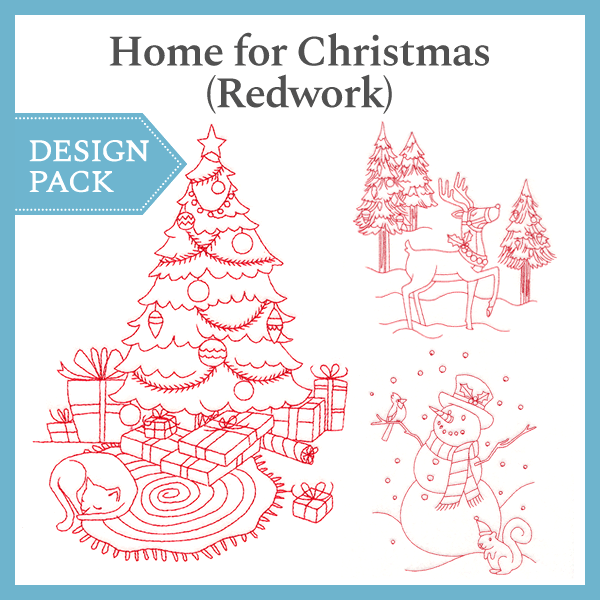 A Home for Christmas (Redwork) Design Pack - Md