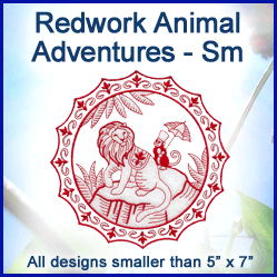 A Redwork Animal Adventures Design Pack - Sm