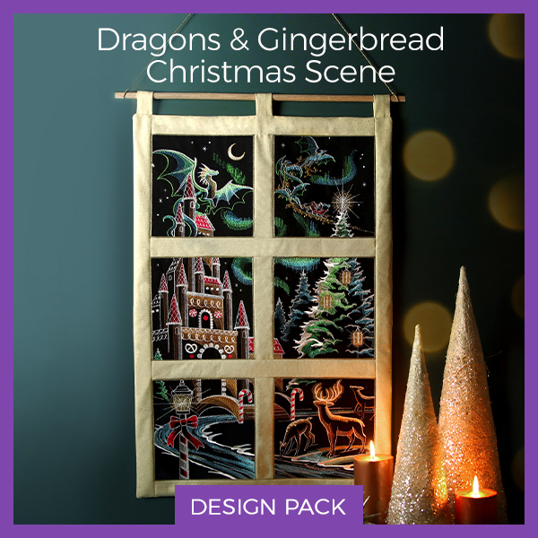 A Dragons & Gingerbread Christmas Scene Design Pack