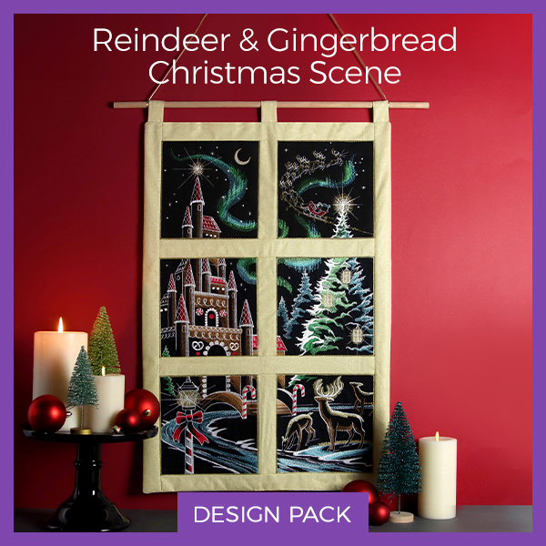 A Reindeer & Gingerbread Christmas Scene Design Pack - Md
