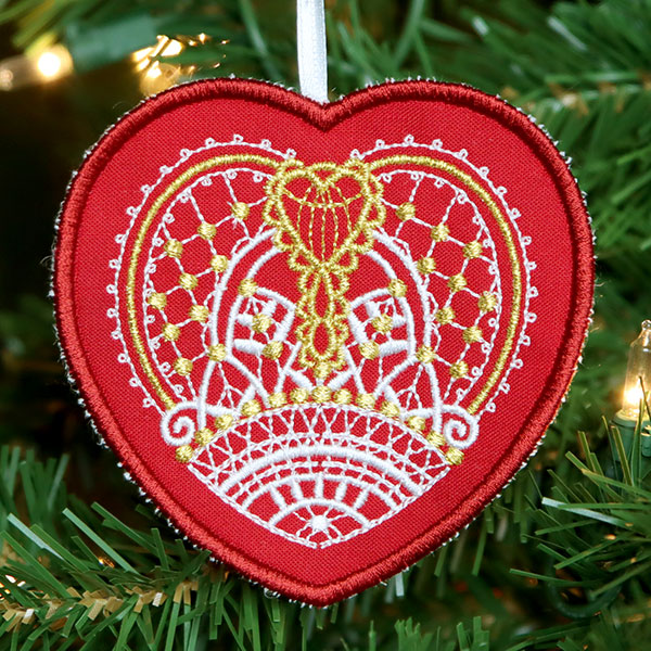 Regal Renaissance Heart Ornament (In-the-Hoop)