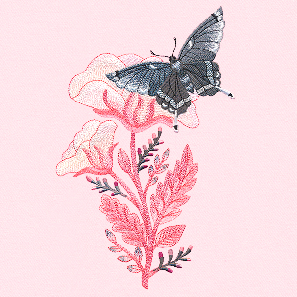 Fluttering Moth in Blooms