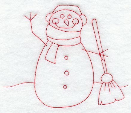 All Set to Sweep Snowman (Redwork)