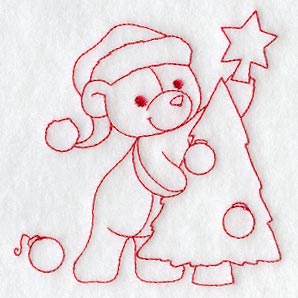 Teddy Bear Decks the Halls (Redwork)
