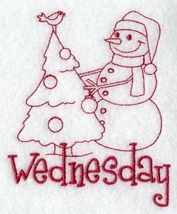 Snowman - Wednesday (Redwork)