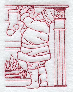 Santa & Stockings (Redwork)