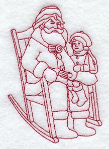 Santa & Child (Redwork)