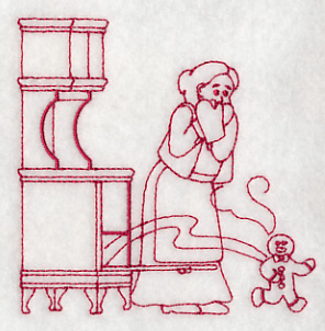 Gingerbread Scene (Redwork)