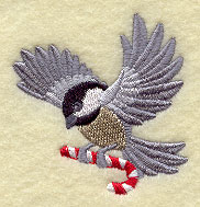 Chickadee with Candy Cane