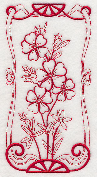 Australian Art Nouveau Guinea Flowers (Redwork)