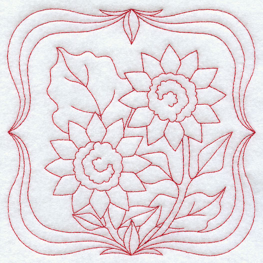 Sunflowers (Redwork)