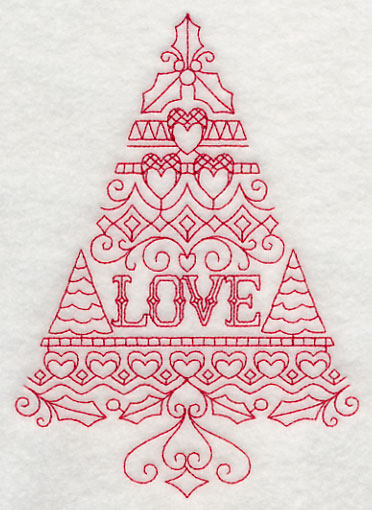 Love Christmas Tree (Redwork)