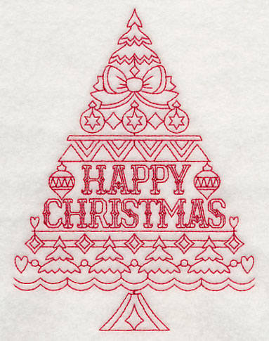 Happy Christmas Tree (Redwork)