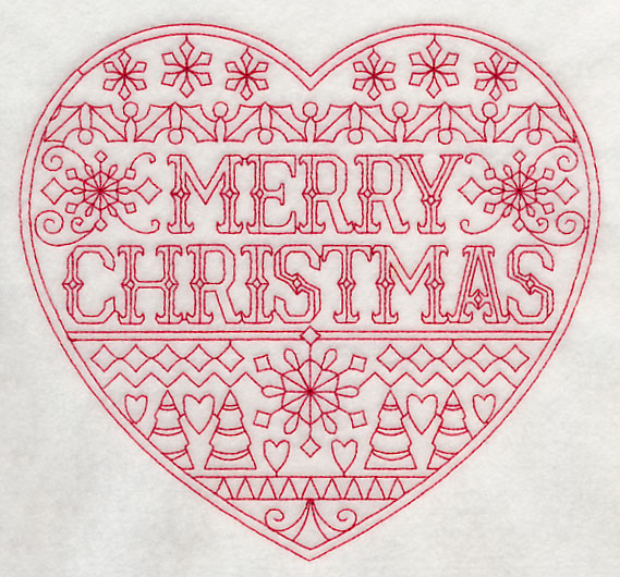 Merry Christmas Heart (Redwork)