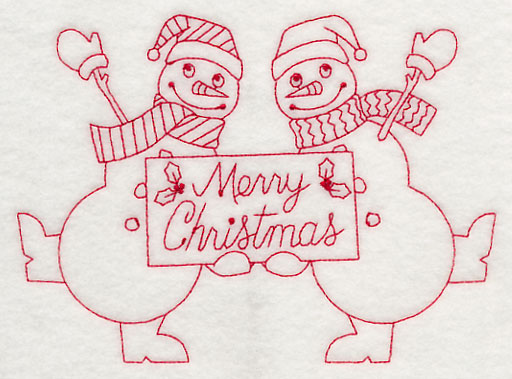 Merry Christmas Snowmen (Redwork)