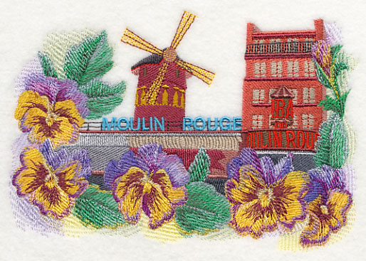 Moulin Rouge and Pansies in Watercolor
