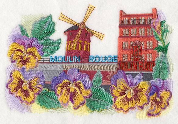 Moulin Rouge and Pansies in Watercolor