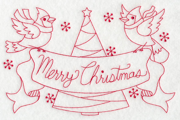 Cardinals Merry Christmas (Redwork)