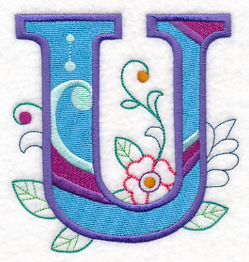 Vintage Flower Fade Letter U - 5 Inch