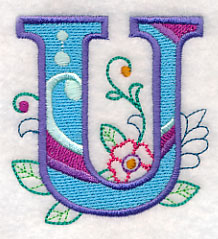 Vintage Flower Fade Letter U - 3 Inch