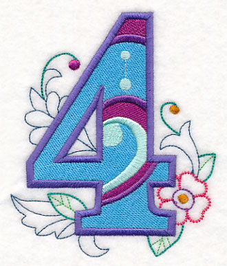 Vintage Flower Fade Number 4 - 5 Inch