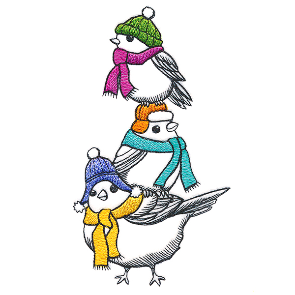 Bundled-Up Bird Stack