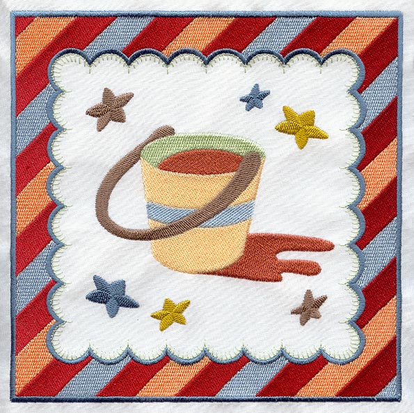 Sand Pail and Stars Striped Square