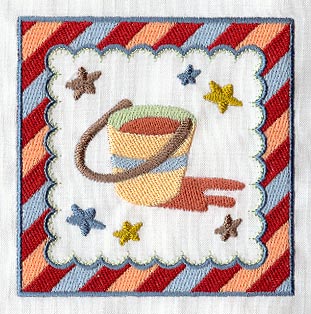 Sand Pail and Stars Striped Square