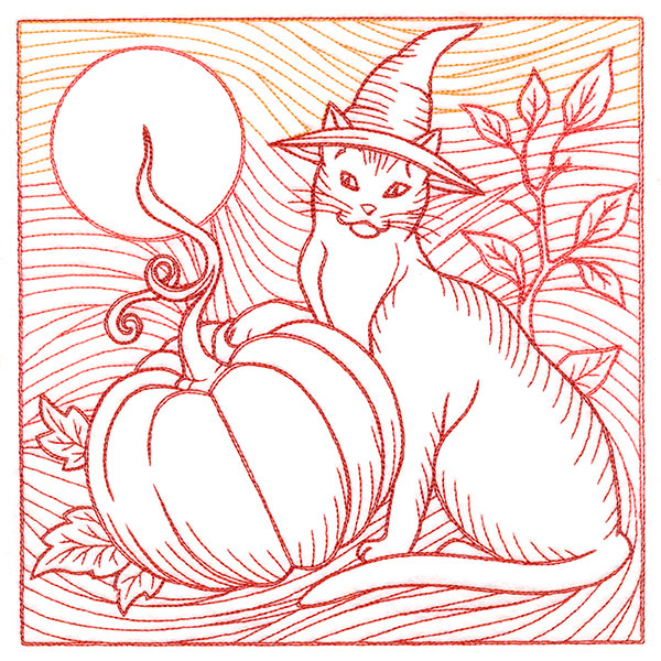 Spooky Evening - Cat & Pumpkin Etching