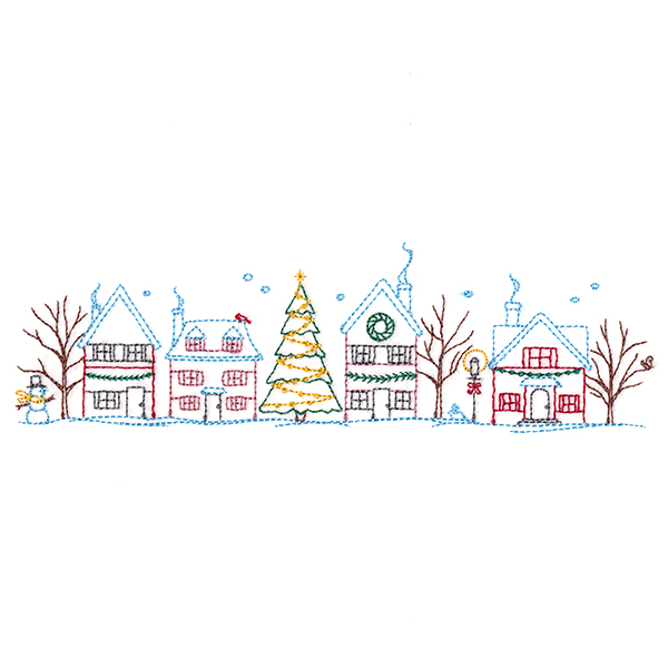Snowy Christmas Village Border