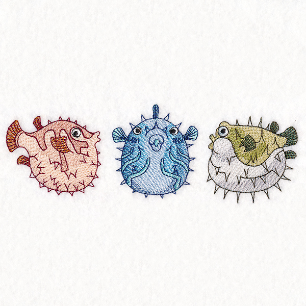 Puckered Up Puffer Fish Trio