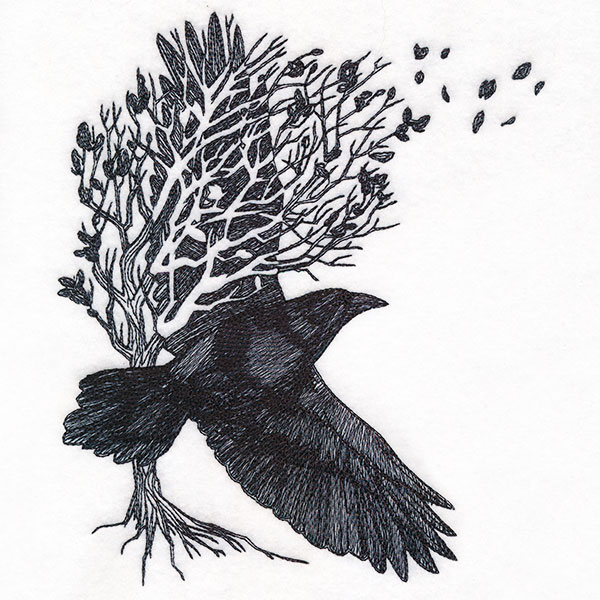 Raven in Autumn Tree