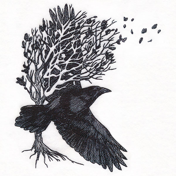 Raven in Autumn Tree