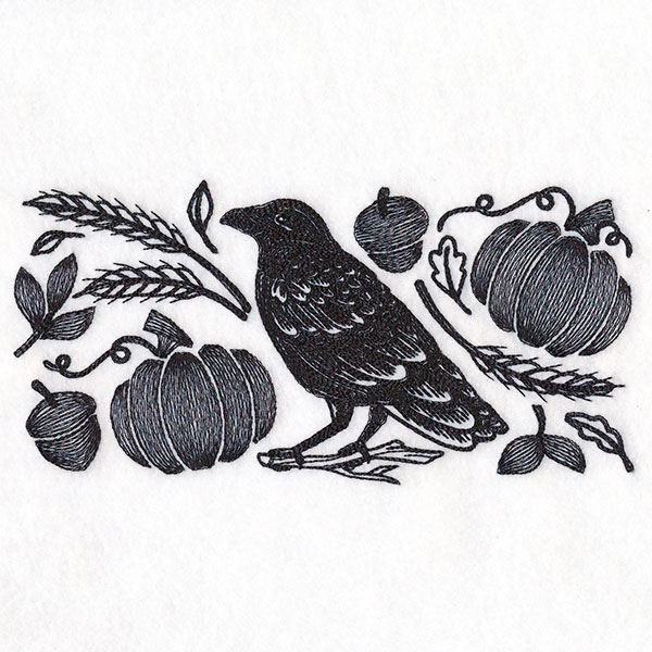 Raven in Fall Flourishes Border