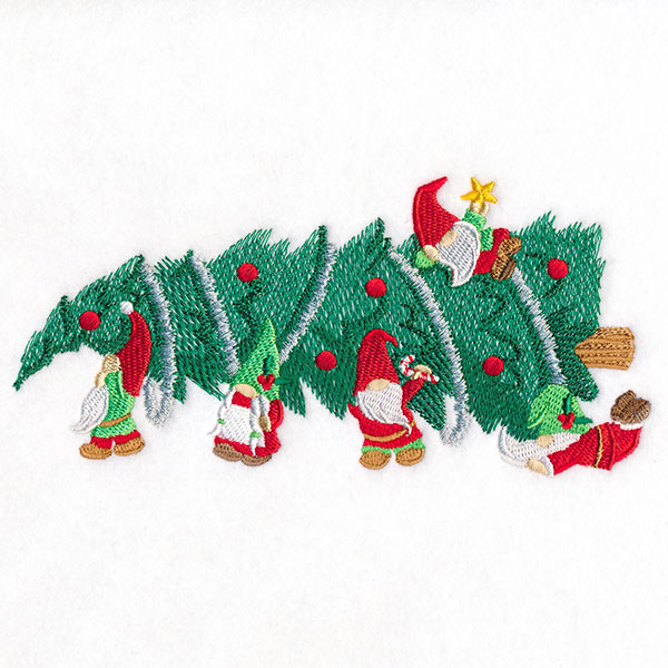 Deck the Halls Christmas Tree Gnome Border