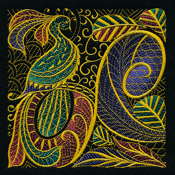 Goldwork Style Peacock Square