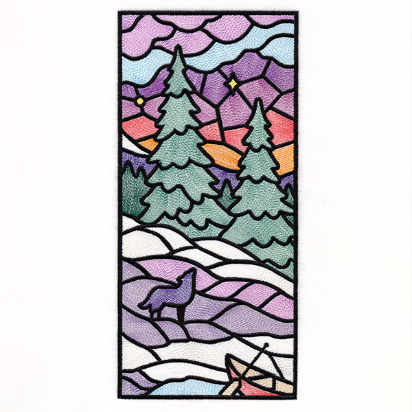 Stained Glass Winter Landscape Panel 1