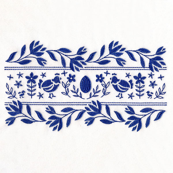 Folk Flowers Chicken Border