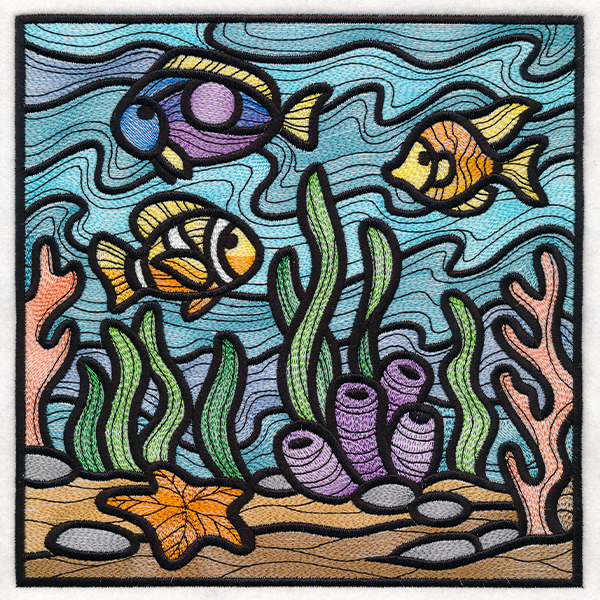 Nautical Stained Glass Square - Fish